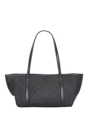 ST. AGNI Woven Leather Tote - Black