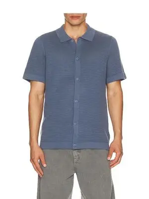 Onia Drop Needle Button Up Shirt In Slate - Mist