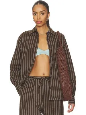 Closed Oversized Striped Shirt - Maple Brown