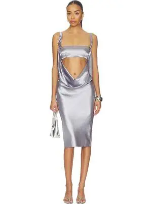1XBLUE Cosmopolitan Midi Dress In Metallic - Silver