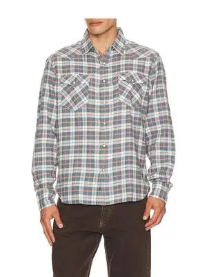Faherty Brand Western Shirt In Blue,white - Rangefield Plaid