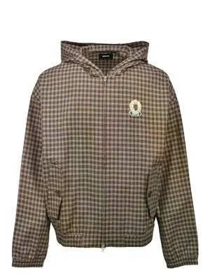 BREATH Checked Hooded Zip-up Jacket - Brown