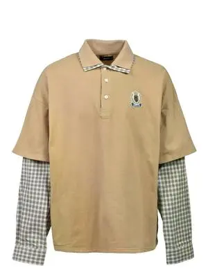 BREATH Layered-sleeve Check-pattern Polo Shirt Neutrals