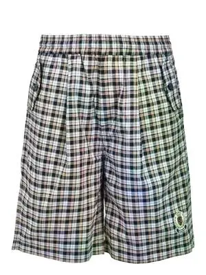 BREATH Embroidered Logo Check Pattern Shorts - White