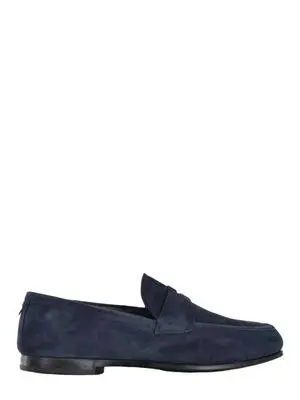 FABI Navy Suede Penny Slot Loafers - Blue