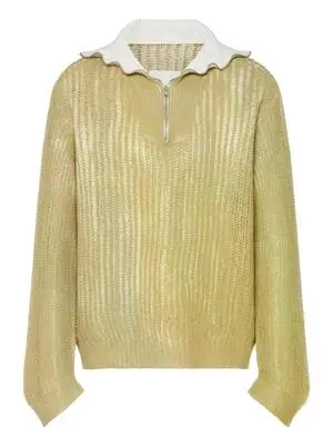 MAISON MARGIELA Ribbed Knit Half-zip Sweatshirt - Neutrals