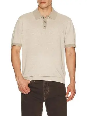 Theory Silk Linen Short Sleeve Polo - Silver Cloud