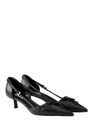 Prada Open-side Leather Pumps With Buckle Detail - Black