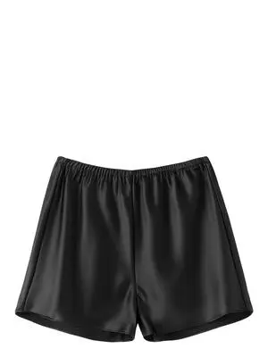 ALMADA Label Wide-leg Satin Shorts - Black