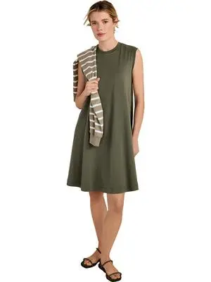 HAVEN WELL WITHIN Organic Cotton Interlock Trapeze Dress - Deep Willow