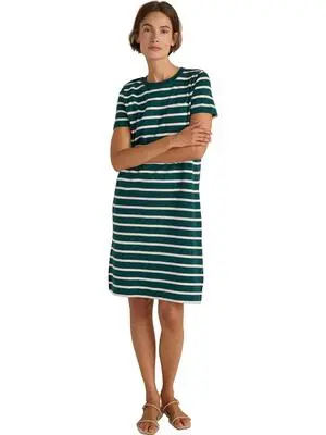 HAVEN WELL WITHIN Haven Well Within Organic Cotton Interlock Striped T-Shirt Dress Sleigh Stripe Deep Turquo