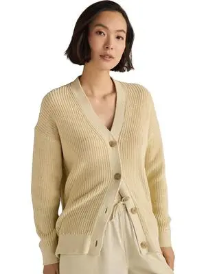 HAVEN WELL WITHIN Organic Cotton Shaker Stitch Cardigan - Celery Leaf
