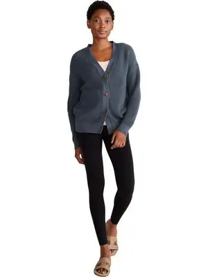 HAVEN WELL WITHIN Organic Cotton Shaker Stitch Cardigan - Midnight