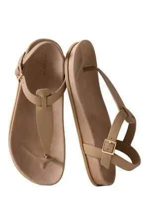 HAVEN WELL WITHIN Leather And Suede Thong Sandal - Portabella