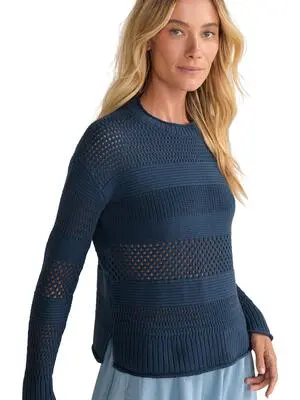 HAVEN WELL WITHIN Organic Cotton Open Stitch Crewneck Sweater - Twilight