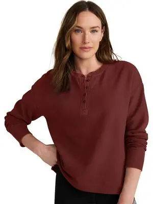 HAVEN WELL WITHIN HAVEN WELL WITHIN Organic Cotton Waffle Henley Garnet