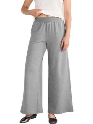 HAVEN WELL WITHIN Fleece Wide Leg Pants - Graphite Heather