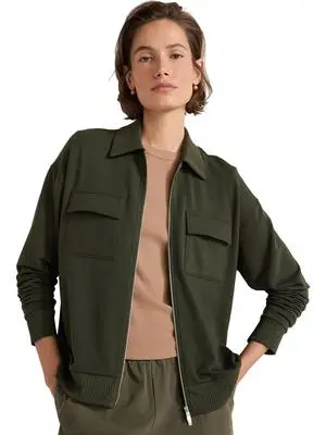 HAVEN WELL WITHIN Fleece Collared Zip-up Jacket - Forest