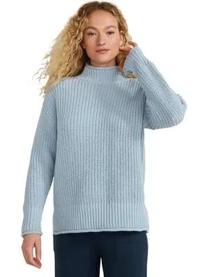 HAVEN WELL WITHIN Haven Well Within Organic Cotton Shaker Stitch Roll Neck Pullover Sweater Stream