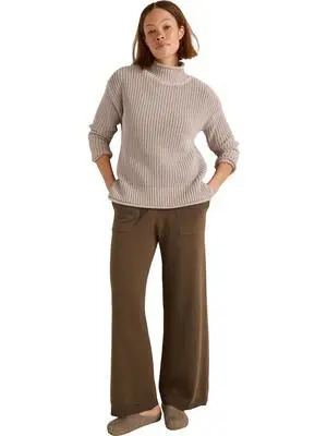 HAVEN WELL WITHIN Organic Cotton Knit Wide Leg Pants - Deep Mocha