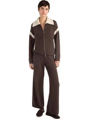 HAVEN WELL WITHIN Organic Cotton Blend Pintuck Wide Leg Pants Ebony