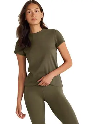 HAVEN WELL WITHIN Organic Cotton Short Sleeve Cropped T-Shirt Olive