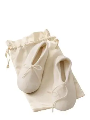 HAVEN WELL WITHIN Cashmere Travel Slippers With Drawstring Closure - Fresh Cream