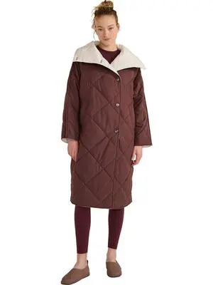 Varley Annalise Reversible Wrap Coat - Deep Mahogany