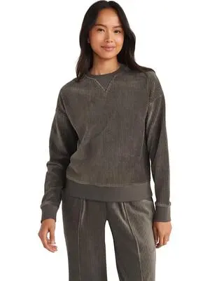 HAVEN WELL WITHIN Corded Velour Crewneck Pullover - Rainfall