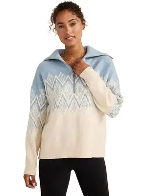 Varley Heda Fairisle Half Zip Sweater - Ashley Blue