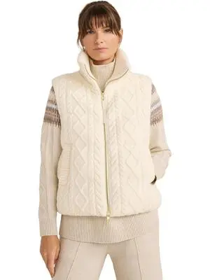 Varley Irina Cable Knit Vest - Egret