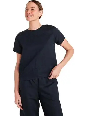 HAVEN WELL WITHIN Linen Blend Dobby Short Sleeve Top - Nightfall