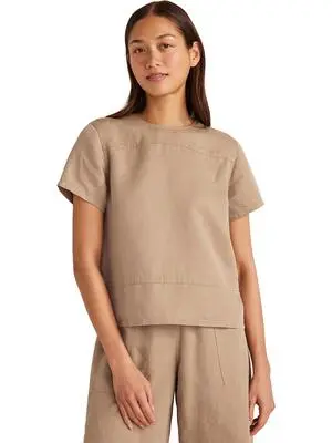 HAVEN WELL WITHIN Linen Blend Dobby Short Sleeve Top - Rope