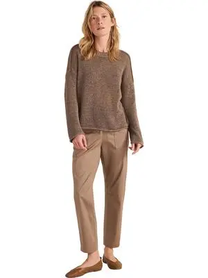 HAVEN WELL WITHIN Linen Tape Yarn Crewneck Sweater - Sugar Chestnut