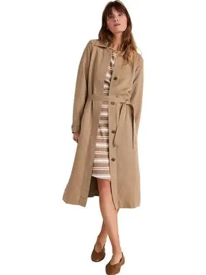 HAVEN WELL WITHIN Linen Blend Dobby Trench Coat - Rope