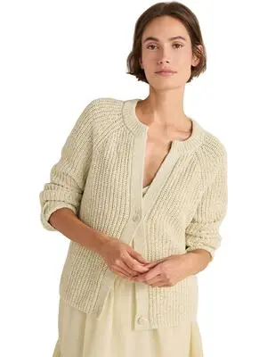 HAVEN WELL WITHIN Cotton Tape Yarn V-neck Cardigan - Celery Leaf