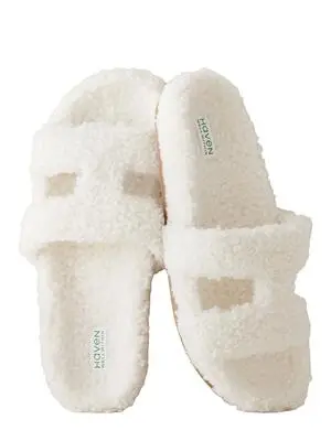 HAVEN WELL WITHIN Curly Sherpa Cutout Slides - Ivory