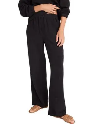HAVEN WELL WITHIN Haven Well Within Textured Cotton Gauze Pants Black