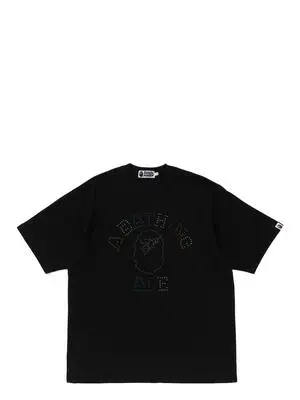 A BATHING APE Rhinestone-embellished Logo T-shirt - Black