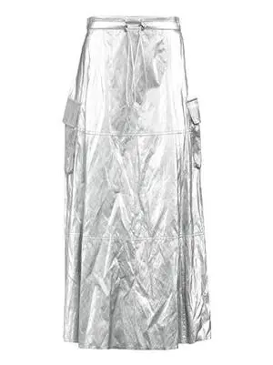 JIJIL Maxi Skirt With Metallic Coated Effect - Silver