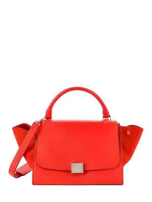 Celine Trapeze Bag Leather Small Satchel - Red