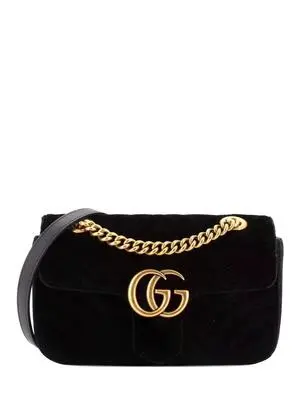 GUCCI Gucci GG Marmont Matelassé Velvet Mini Shoulder Bag