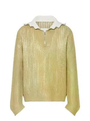 MAISON MARGIELA Ribbed Knit Half-zip Sweatshirt - Neutrals