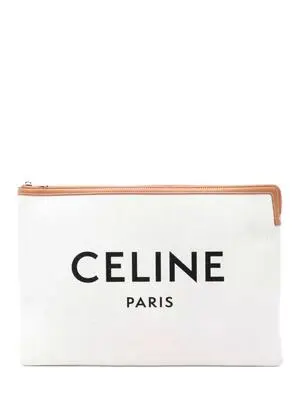 CELINE Celine Large Canvas Logo Clutch Bag