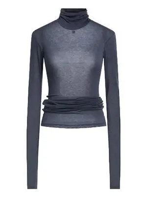 MANILA GRACE Viscose Blend Turtleneck Long Sleeve T-shirt - Grey