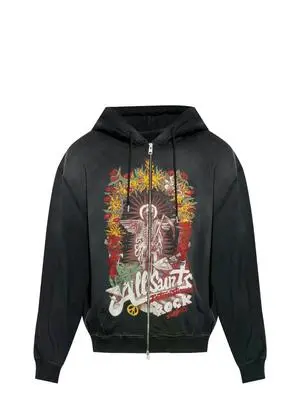 ALLSAINTS Roque Graphic-print Zip-up Hoodie - Black