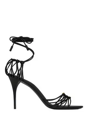 Saint Laurent Babylone Stiletto Sandals In Smooth Leather - Black