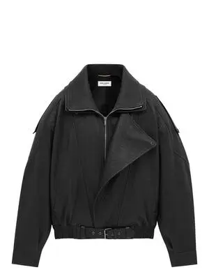Saint Laurent Bomber Jacket In Lambskin - Black | Editorialist