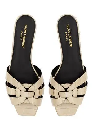 Saint Laurent Tribute Mules In Eel - Ivory
