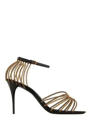 Saint Laurent Saint Laurent Babylone Sandals In Smooth Leather And Metal Black